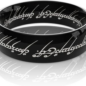 Accessories | Hobbit Lord Of The Rings Black Elvish Rune Engraving Ring ...